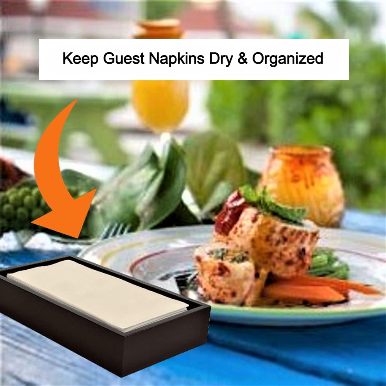 Kitchen Noble Bamboo Guest Towel Holder In Dark Walnut (9.75''x 5.50''x 2'') β Bathroom Napkin Tray β Organizer Box - For Desk, Bathroom, Dining Table, Kitchen Counter & Drawers (KN082522)