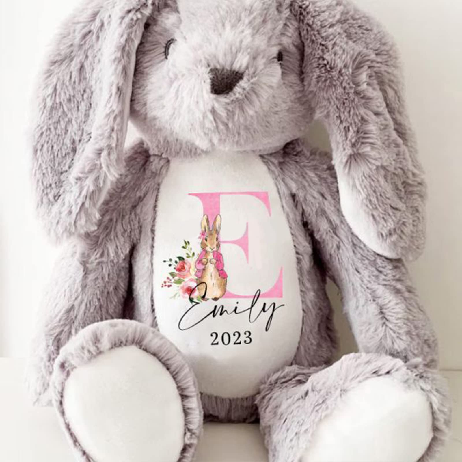 KAKU HOME Personalised My First Easter Gift Bunny with Name,The Plush Rabbit That Accompanies The Child