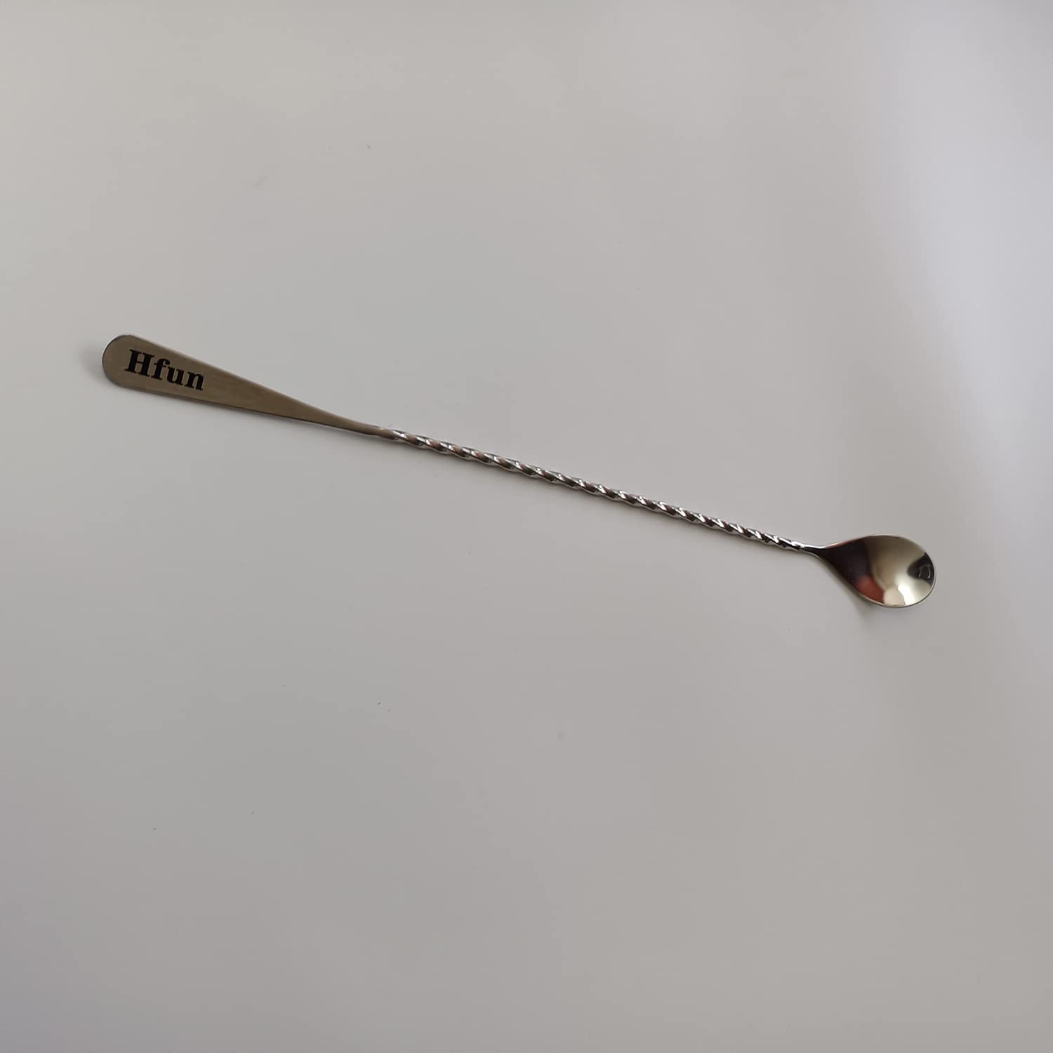 Hfun-Mixing spoons, Stainless Steel Mixing Spoons, Spiral Pattern Bar Cocktail Shaker Spoon