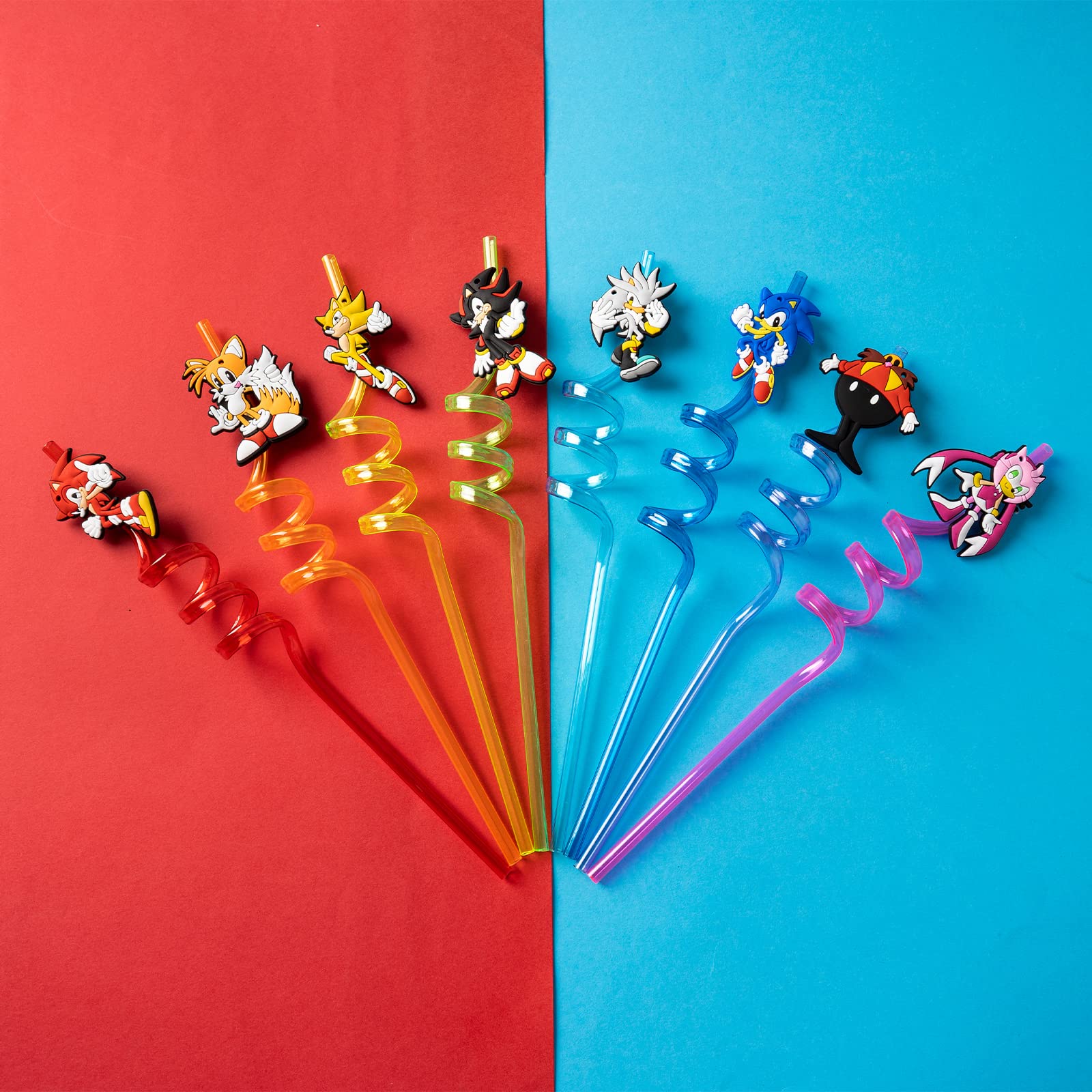 Mazubless 24Pcs Birthday Party Supplies Reusable Drinking Straws,8 Designs Video Game Themed Party Favors