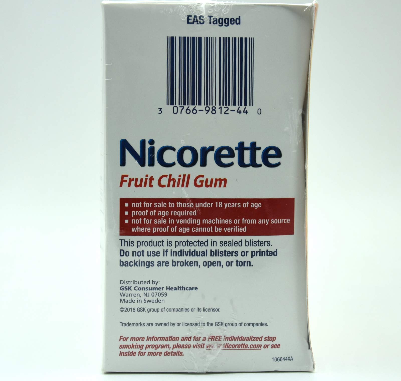 HGB Nicotine Gum, 2mg, Fruit Chill, 180 Count to Stop Smoking (160ct Bonus Box)