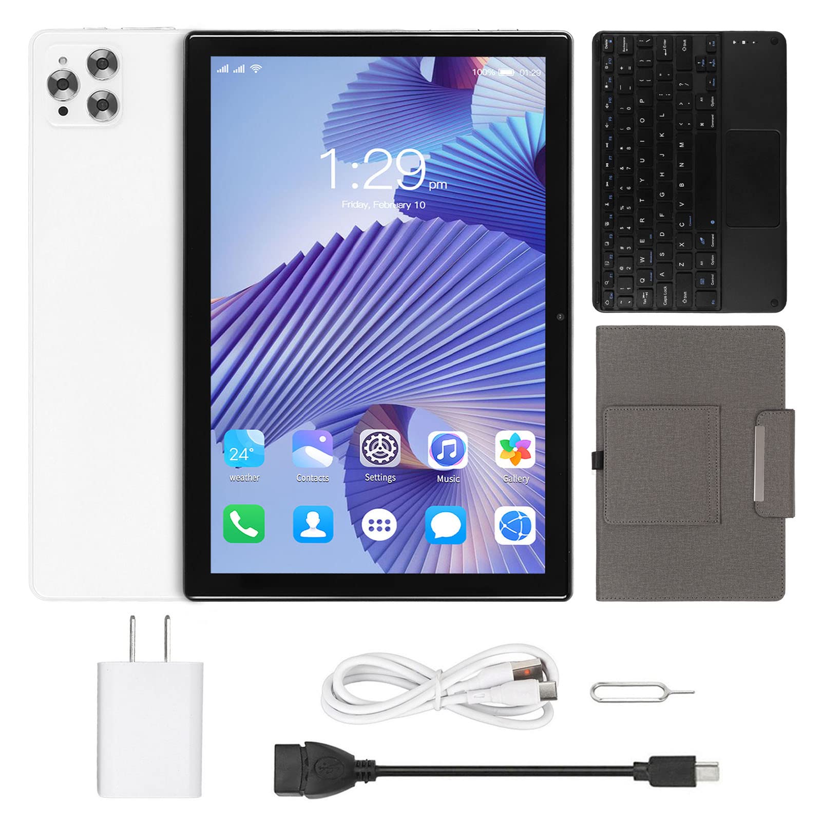 HEEPDD Tablet PC, HD Tablet Dual Camera 5G WiFi 4G LTE 8GB RAM 256GB ROM 10.1 Inch FHD (US Plug)