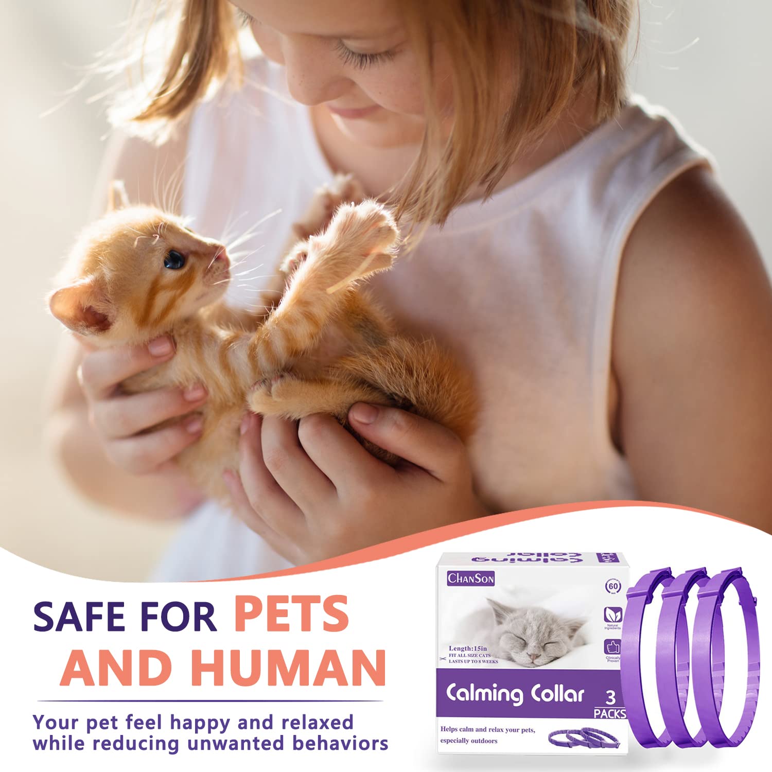 OCSOSO 3-Pack Pheromone Calming Collars for Cats Offers Long-Lasting Calming Relief - Ideal for Reducing Anxiety and Stress Related Behaviors!