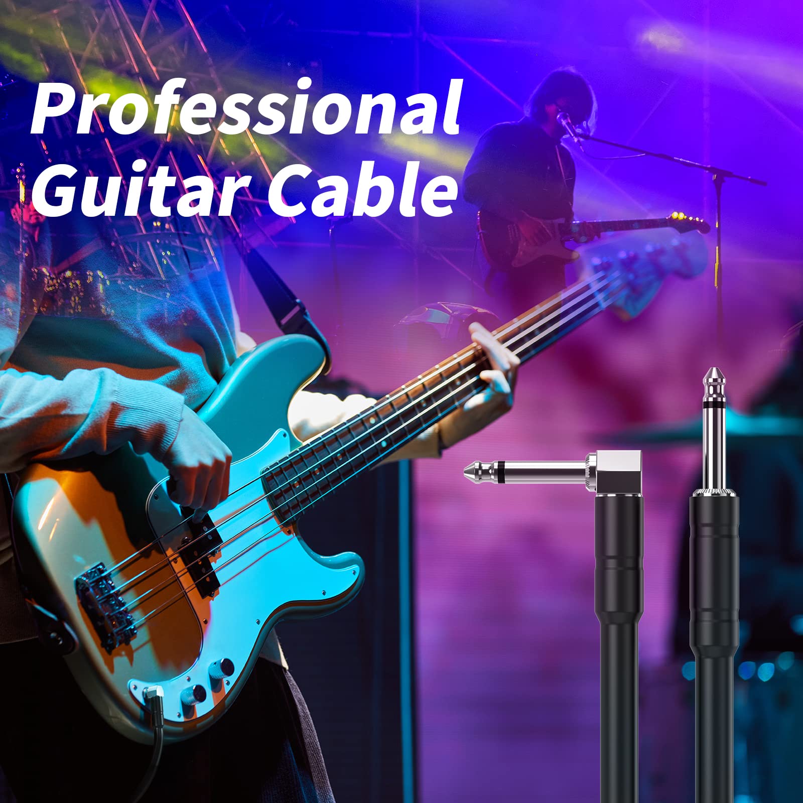 HQGC Electric Guitar Cable, Guitar Amp Cord for Electric Instrument Cable Guitar Wire Guitar Cord Bass Amplifier Audio,Black