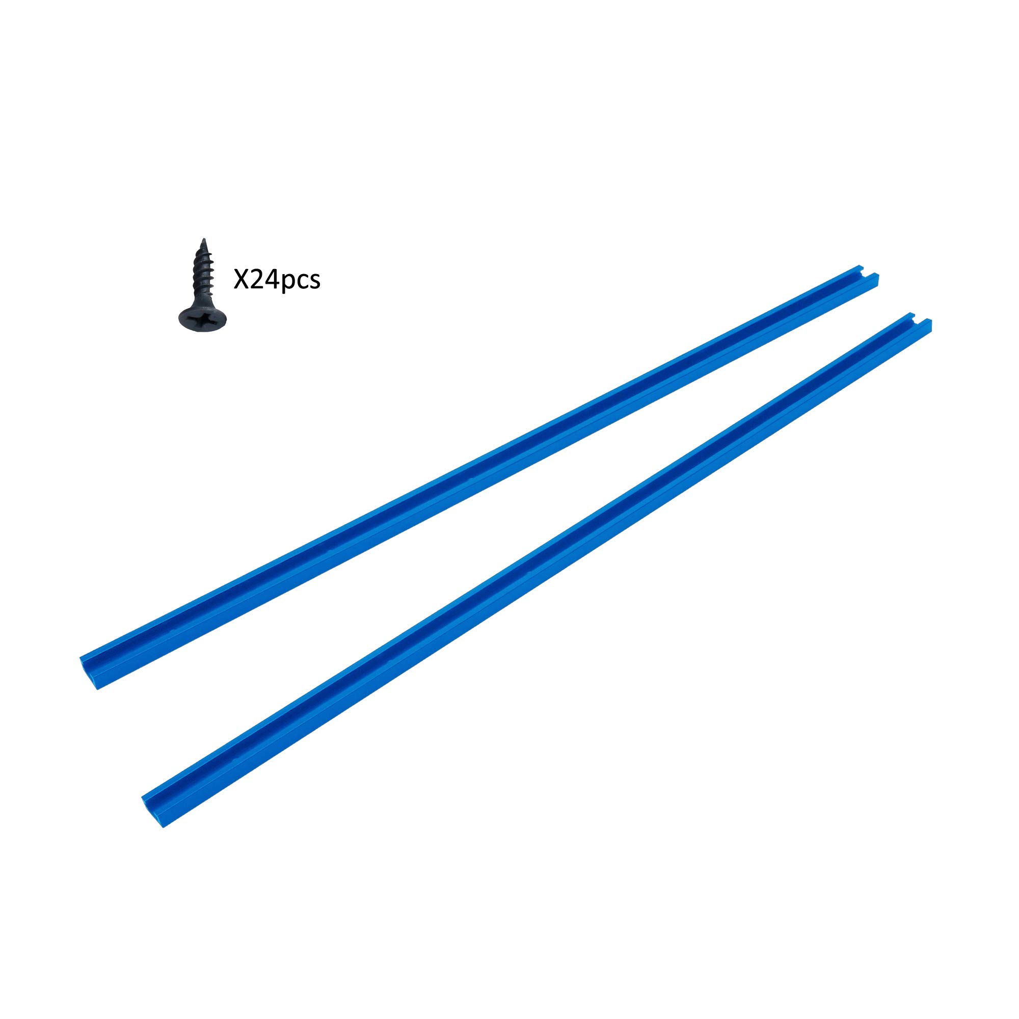 HOTTARGET Aluminum 48 Inch T-Track with Wood Screws–Double Cut Profile Universal with Predrilled Mounting Holes -Woodworking and Clamps–Frosted Surface Anodized - 2 PK (Blue)