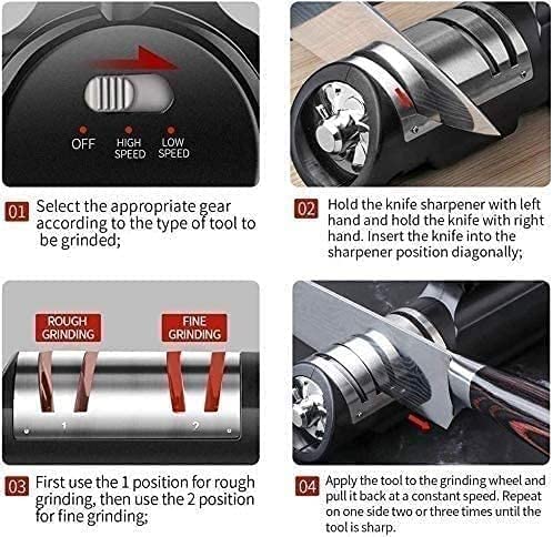HAOSIZHEYU Kitchen Knife Sharpener- Combines Electric and Manual Sharpening for Straight and Serrated 20-Degree Knives Uses Diamond Abrasives for Sharp Durable Edges, 4-Stage,