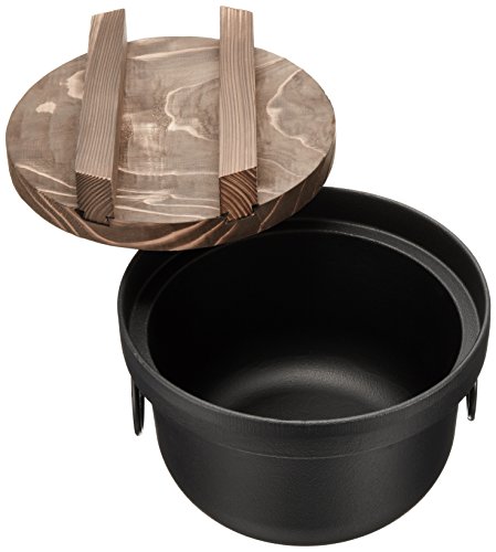 Ikenaga Ironwork 312714 Rice Pot, 3 Cups, Induction Compatible, Rice Cooking, Made in Japan, Black