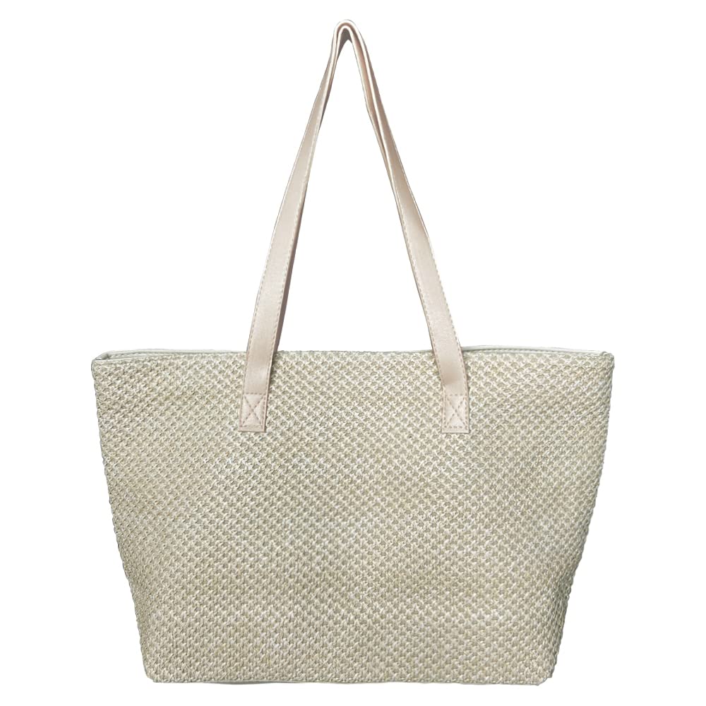 JOYART Women's Tote Bag PU Leather Fashion Shoulder Bag for Office, Gift for Mother,Girlfriend-Large Capacity, Beige