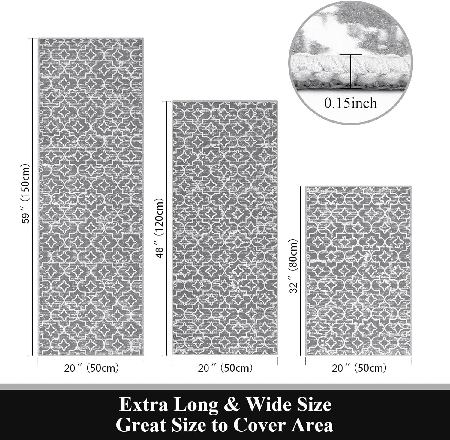 Ileading Kitchen Rugs Sets 3 Piece with Runner Soft Boho Kitchen Floor Mat Farmhouse Laundry Room Rugs and Mats Set Non Skid Washable for Kitchen Floor Office Sink Hallway