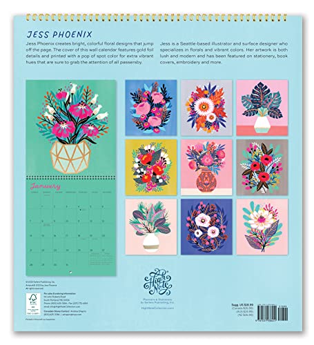 High Note 2024 Monthly Wall Calendar Planner by Jess Phoenix, 16-Month: September 2023 - December 2024, 11" x 12"