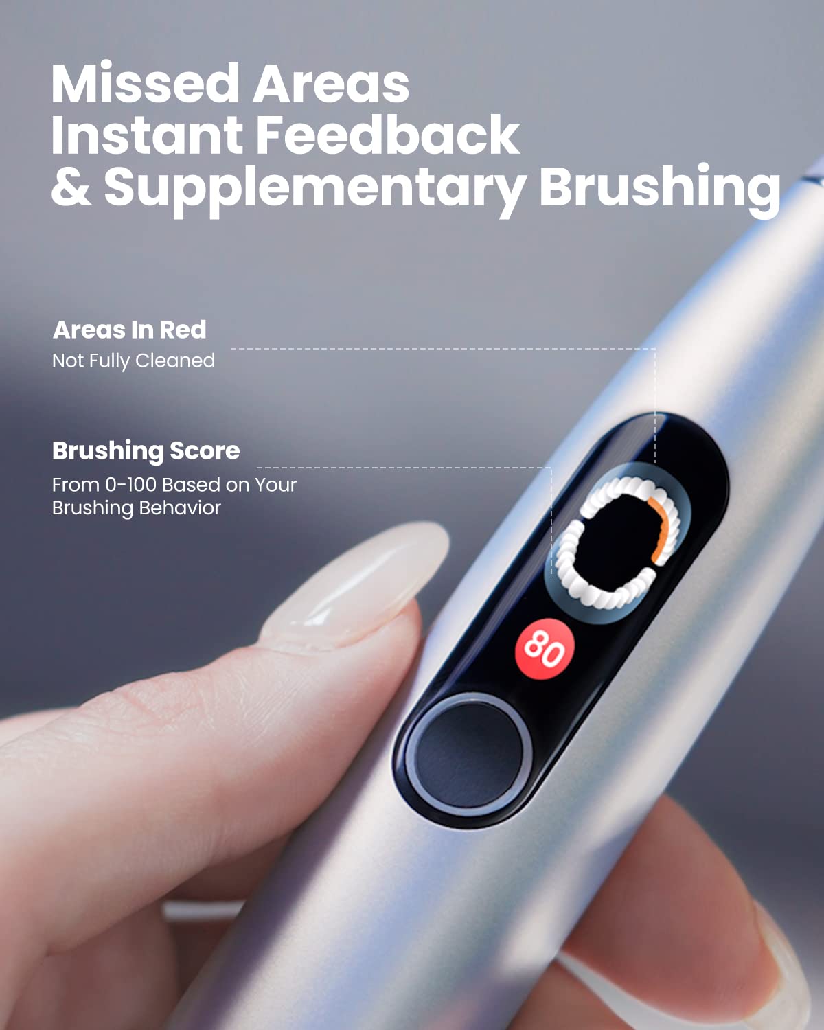 Oclean Electric Toothbrush, X Pro Digital Smart Sonic Toothbrush for Adults,2X Deep Cleaning,Real-time 8 Areas Tracking w Touch Screen, 3 Modes,Fast Charge Lasts 30 Days,Magnetic Wall Mounted-Silver