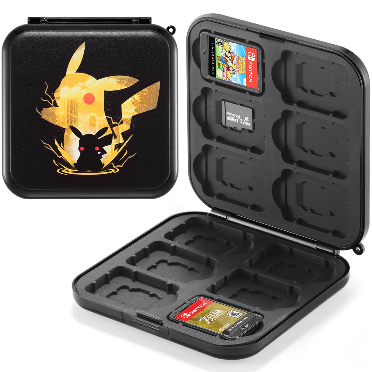 JoyHood Game Card Case for Switch/Switch OLED/Switch Lite, Protective Game Cards Storage Cases Holder with 12 Game Card Slots and 12 Micro SD Card Slots (Oxide Black)