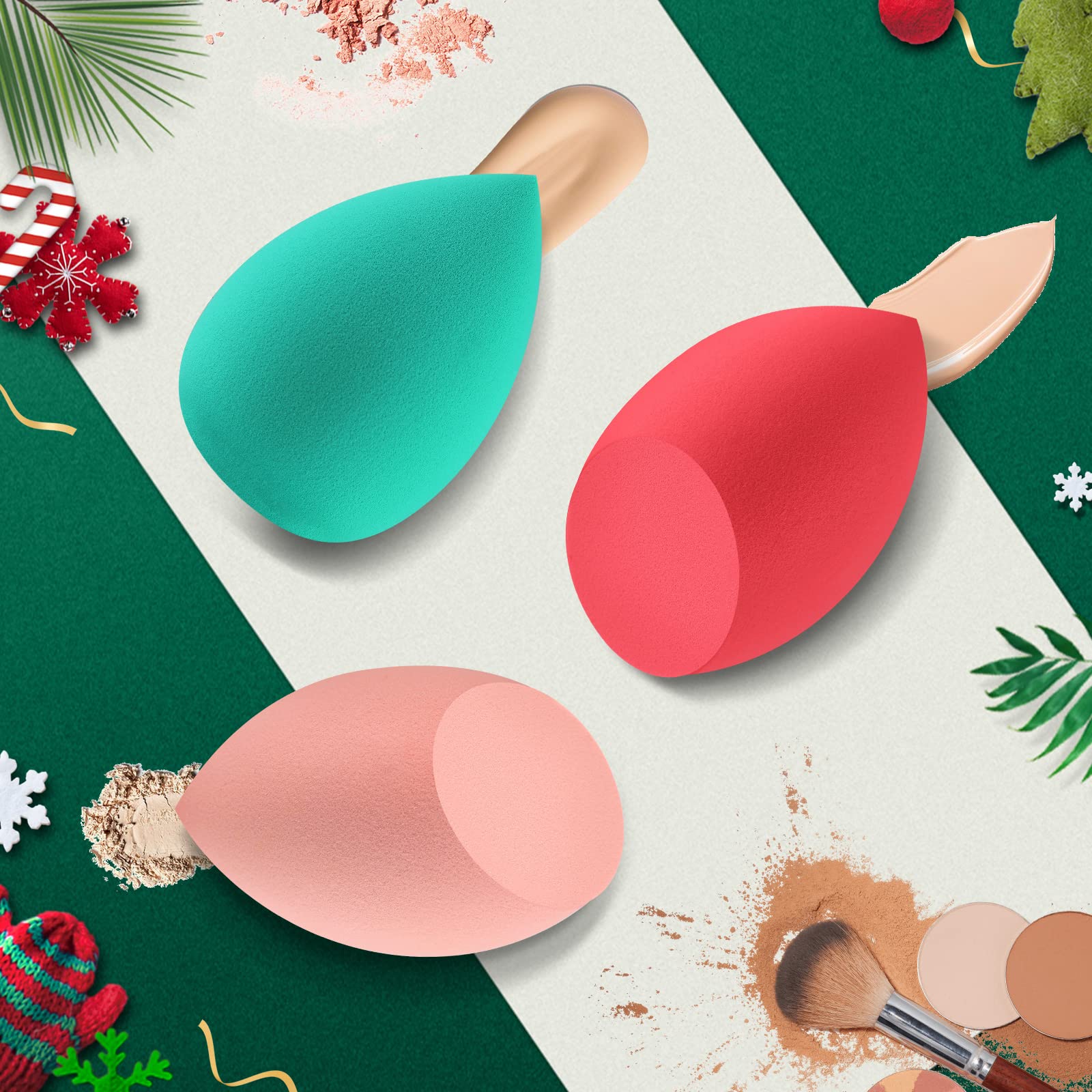 Makeup Sponge Blender START MAKERS 3 Pack Beauty Blender Mood Foundation Sponge Set non-Latex Beauty Sponges for Blending Liquid Foundation Cream and Powder