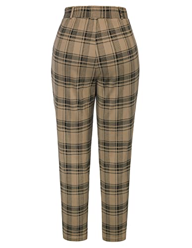 GRACE KARIN Casual Pants for Women Loose Fit Elastic Waist Work Office Slim Fit Pencil Pants Khaki 2XL