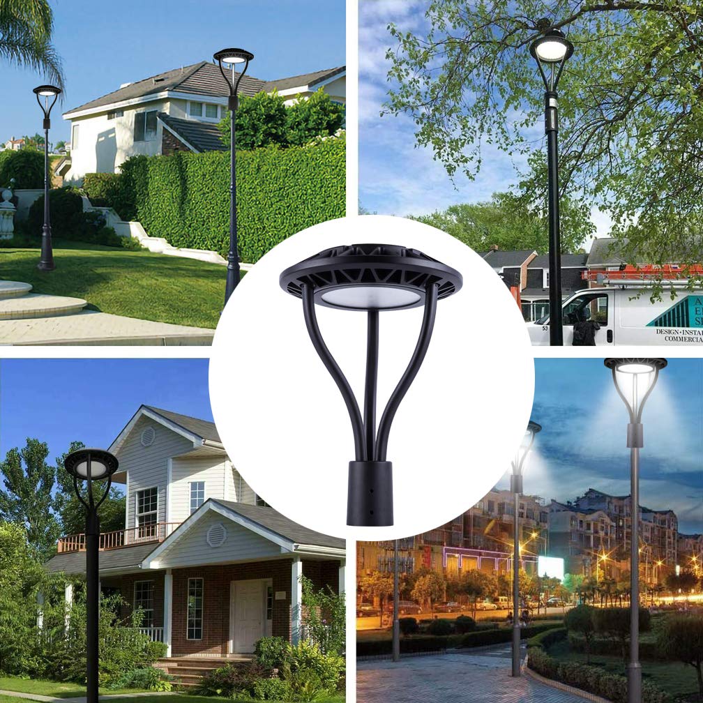 HOLDWILL 1 Pack LED Post Top Pole Light, 150W(700W Equivalent) White Daylight 5000k led Area Street Garden Lighting Lamp, UL DLC Listed 100-277V AC LED Circular Area Lights