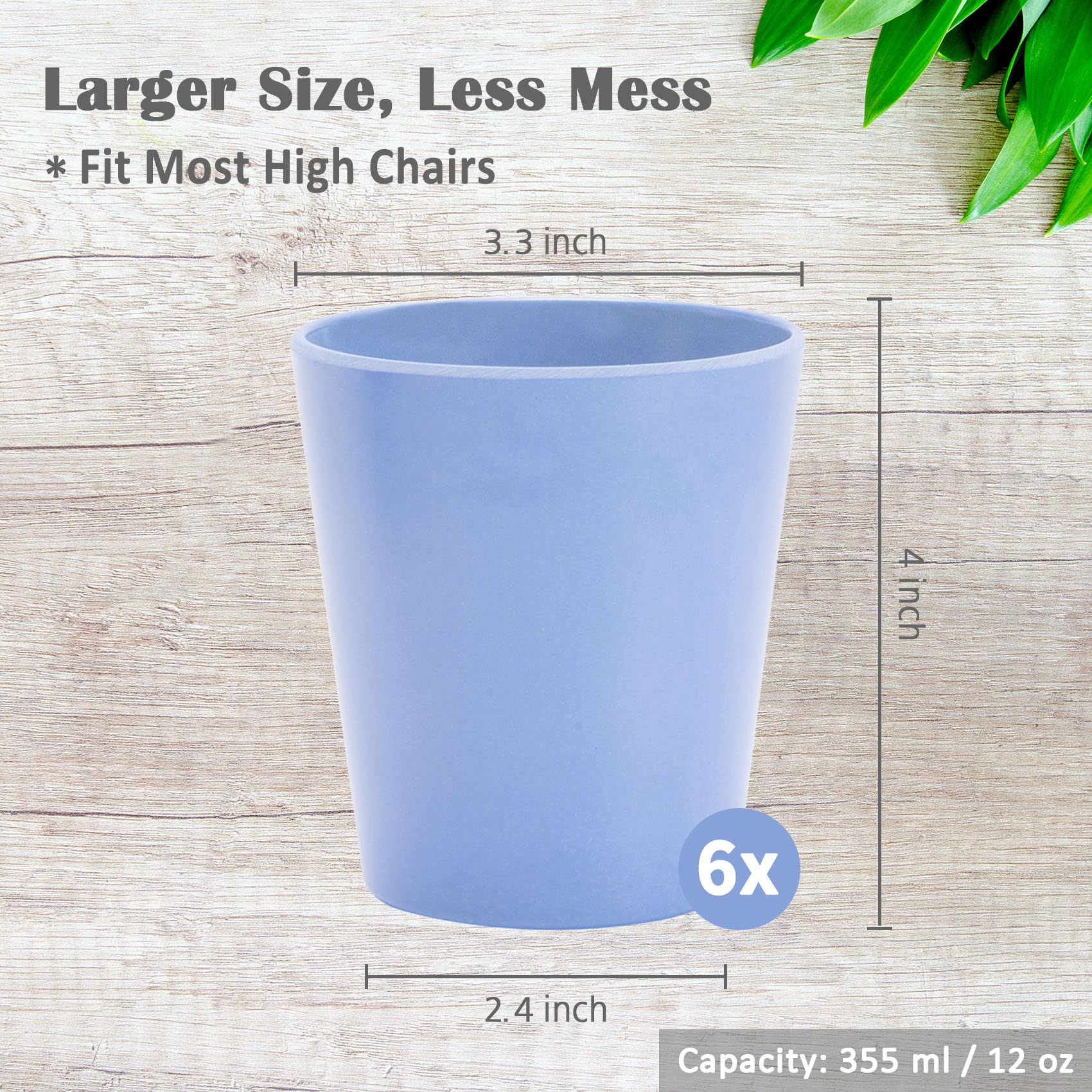 HM-tech 6pcs Bamboo Kids Cups for Baby feeding, Toddler cups for Drinking,Tableware for Baby Toddler Kids Bamboo Kids Dinnerware sets