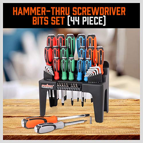 HORUSDY 44-Piece Magnetic Screwdriver Set with Go-Thru Steel Blades | High Torque, Plastic Racking