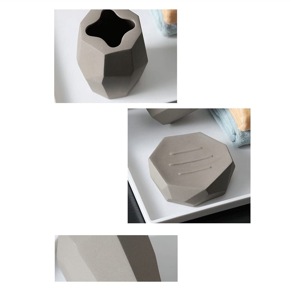 HNSYYUEYOU Soap Dispenser Set Household Ceramic Soap Dispenser Wash Mouth Cup Storage Soap Tray Toothbrush Cup Bathroom Five-Piece Set (Color : A)