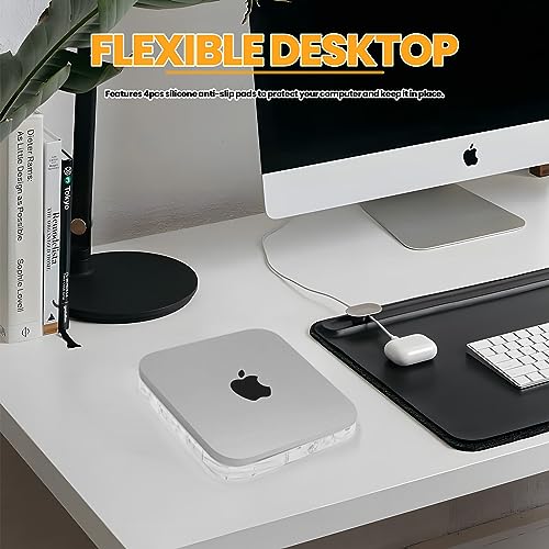 Hazevaiy Acrylic Desktop Stand for Mac Mini and Mac Studio Two-Sided PMMA Transparent Dustproof Laptop Holder Cooling Heat Disspation Mount for Mac Mini Accessories Display (Transparent)