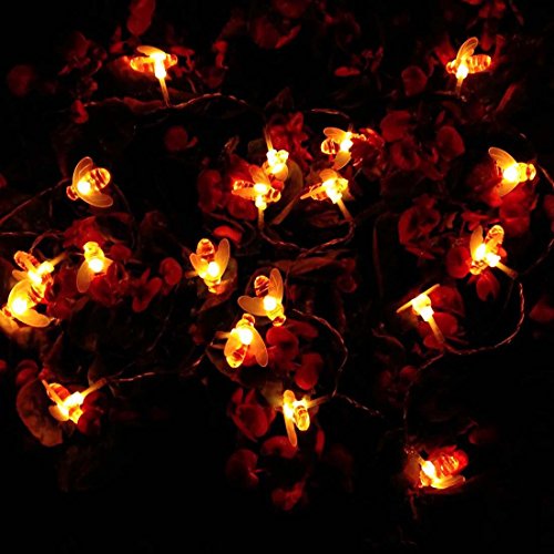 Honeybee Fairy String Lights,40 LED 14Ft Honeybee Battery Power Led String Lights for Party,Wedding,Xmas,Decoration,Gardens,Patios