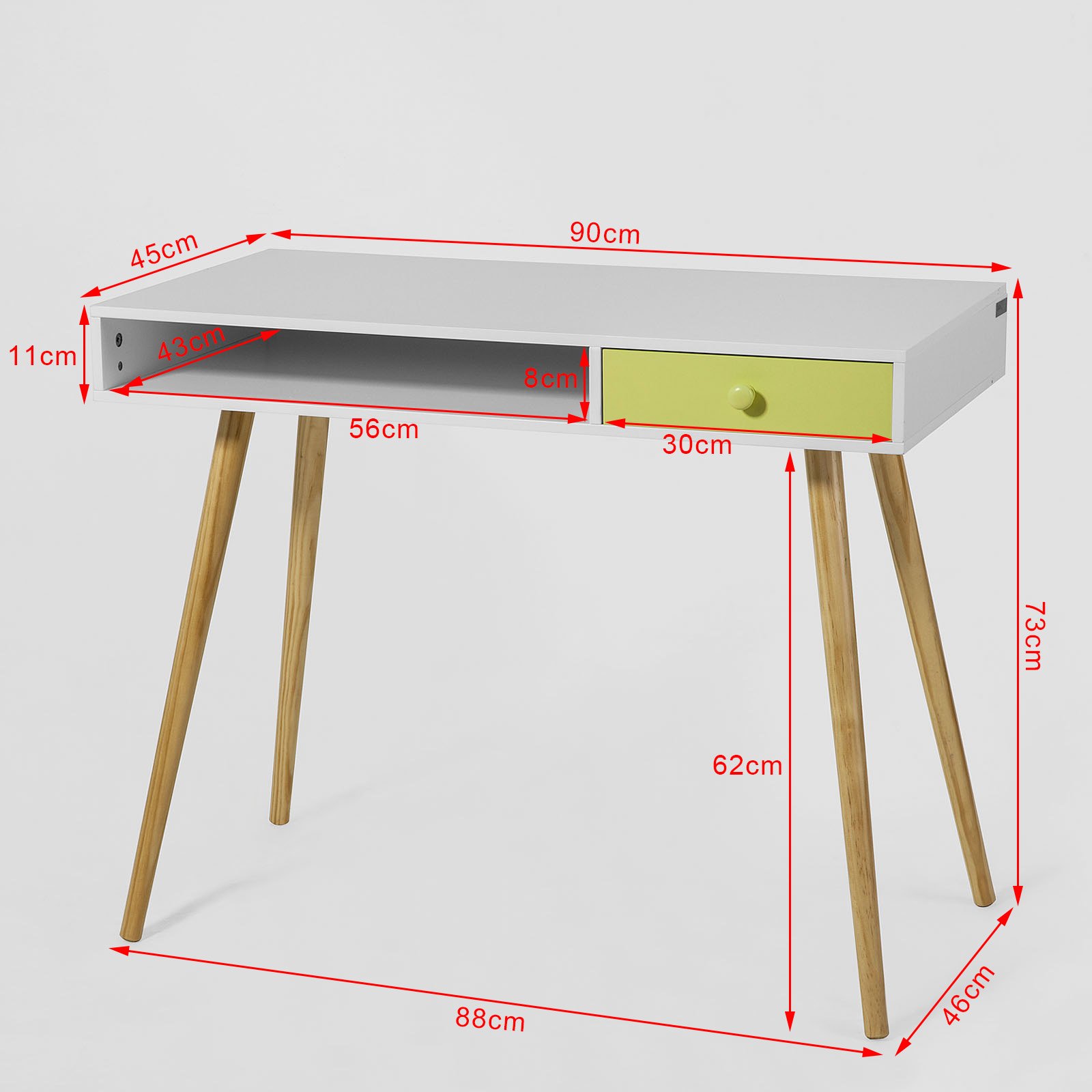 Haotian FWT24-W, White Home Office Table Desk, Computer Desk, Writing Desk, Computer Workstation with 1 Drawer