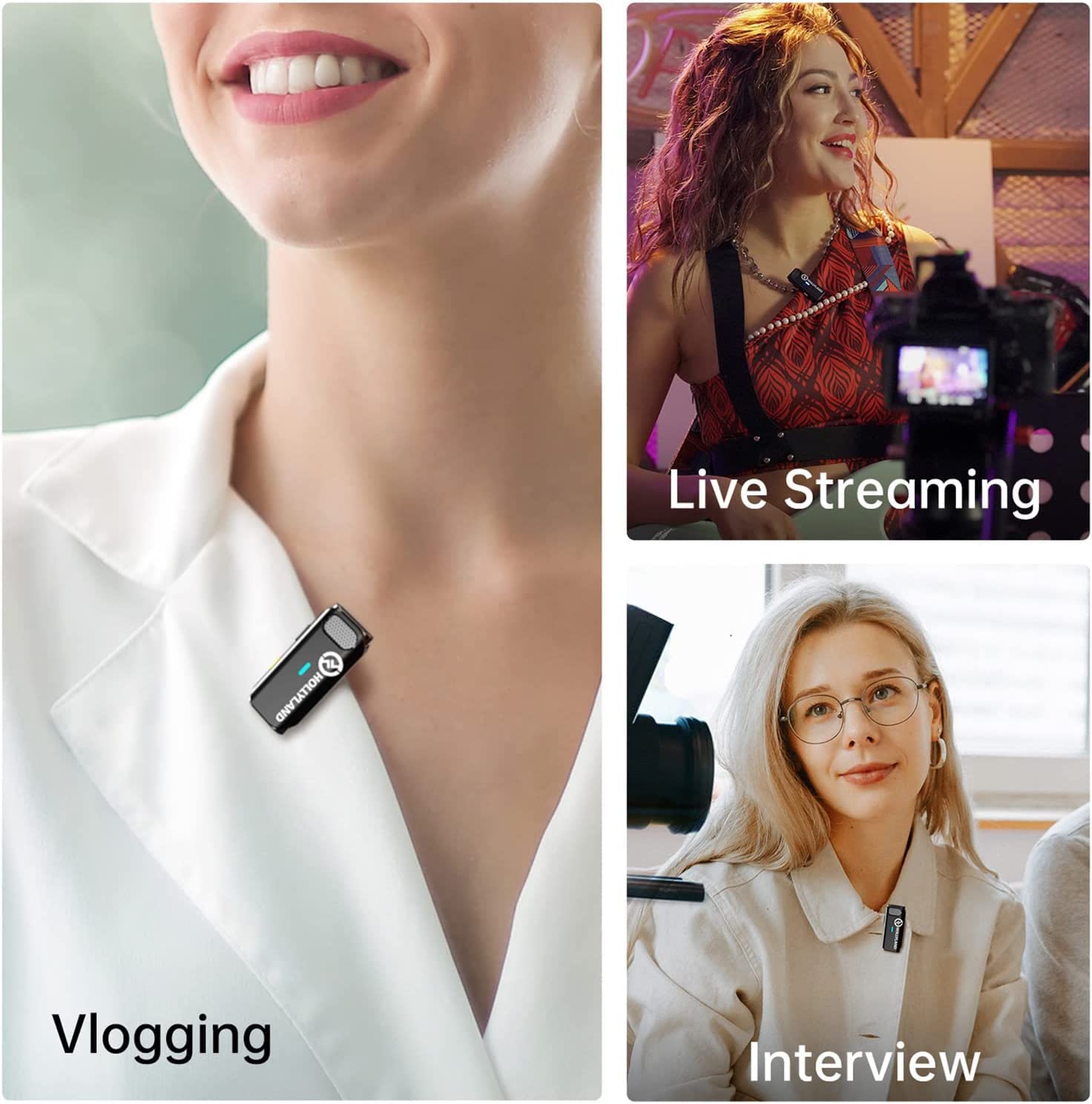Hollyland Lark M1 Wireless Lavalier Microphone,Mini Lapel Mic Compatible with Smartphone/Camera/Laptop with Dual-Channel Recording, 656ft Transmission Range,20-Hour Battery Life