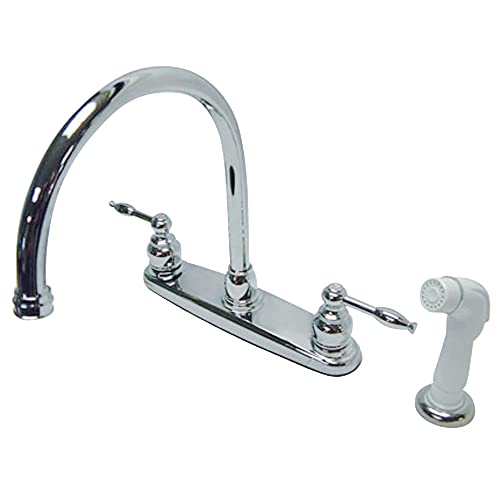 Kingston Brass KB2791KL Knight Goose Neck Kitchen Faucet with White Sprayer, 8-3/4-Inch , Polished Chrome