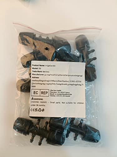 Kalolary 10PCS Barbed Tee 1/2 inch to 1/4 inch Irrigation Tube Anti-Drop Premiun Quality Fitting (fits 13mm ID/ 4mm ID), 16mm PE Pipe Lock Female Connector to 47 Pipe Variable Diameter Six-Way Adapter