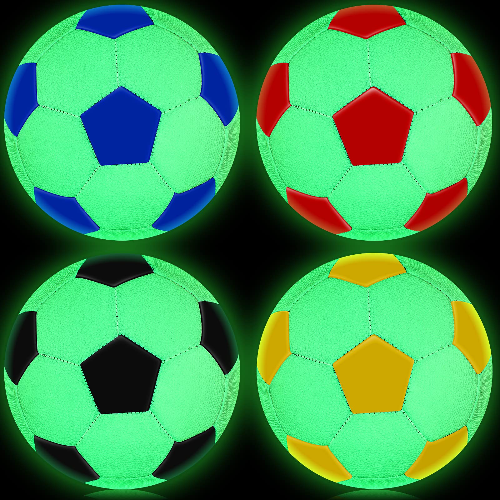 HyDren 4 Pcs Light up Soccer Ball Bulk with Pump Glow in The Dark Luminous Soccer Balls for Kids Teens Game Training Practice Back to School Gifts(Size 3)