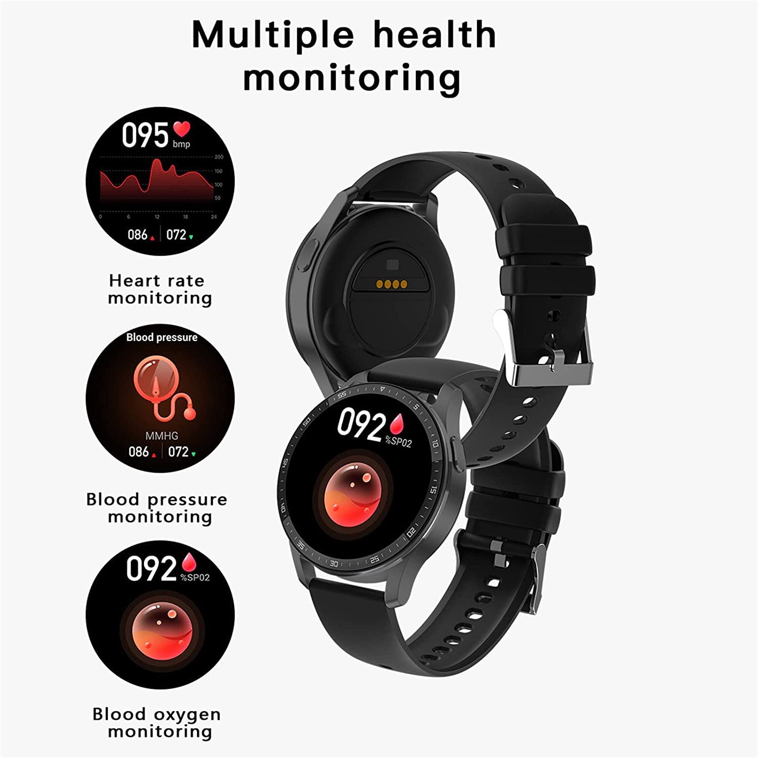 MEGCCR Smartwatch with Wireless Headphones 2-in-1 Watch Earbuds Alloy Ultra-Thin 1.32" IPS Touch Screen IP67 Waterproof Multi-Sport Mode for iOS&Android (Black)