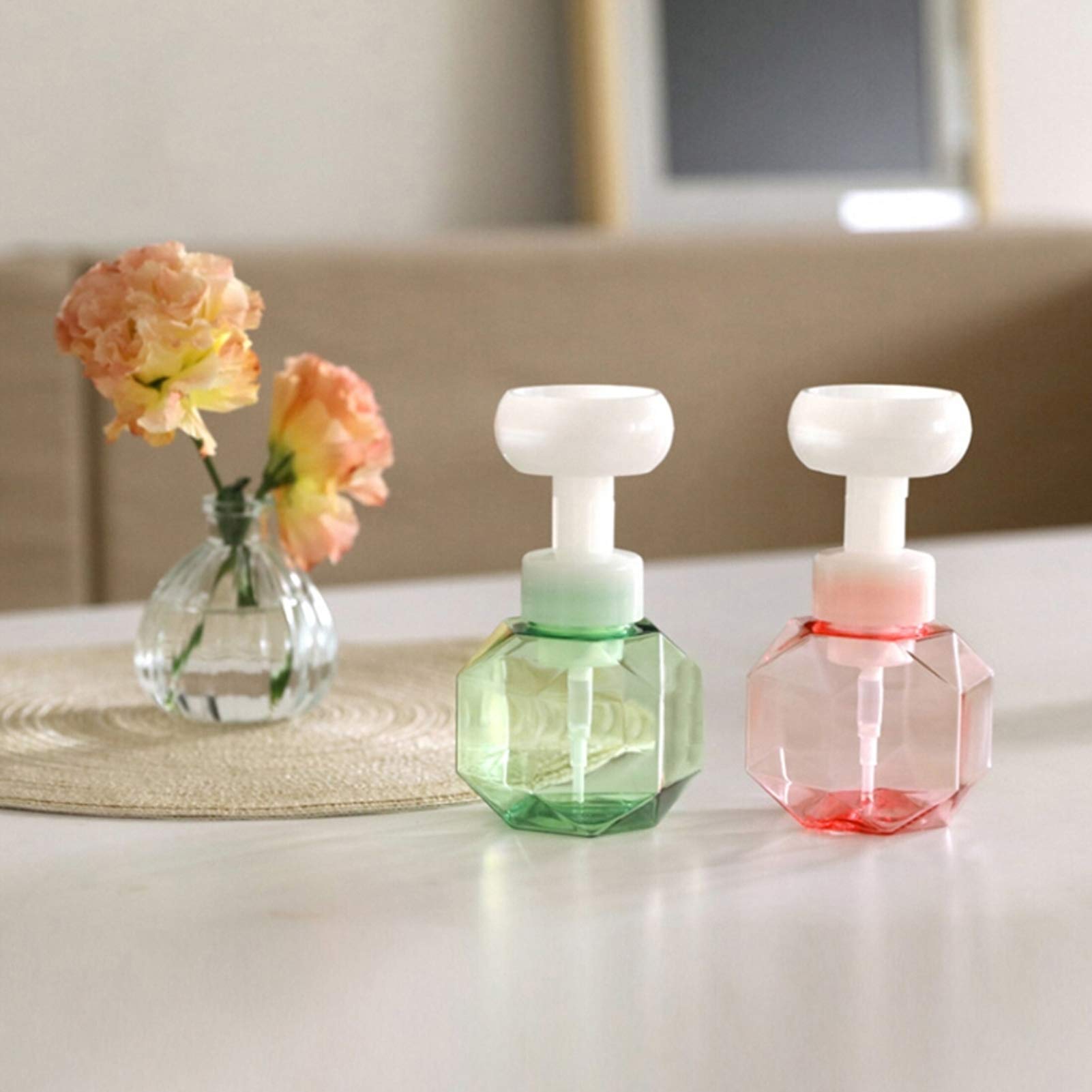 Hyuduo 4Pcs Liquid Bottle, 300ml Flower‑Shaped Refillable Foaming Dispenser Container Container Foaming Bottle,Other Bathroom Amenities