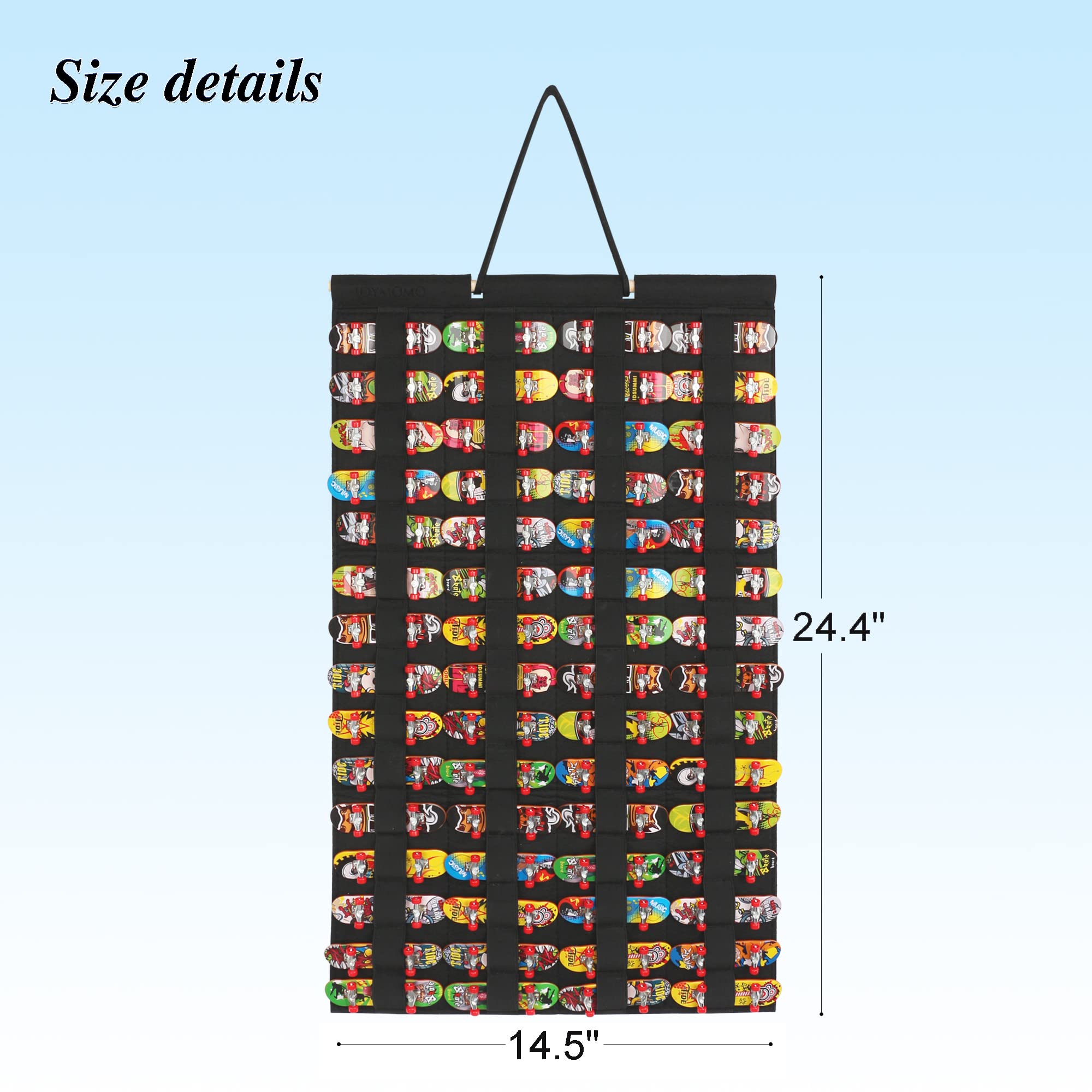 JOYMOMO Felt Hanging Fingerboard Holder Mini Finger Skateboard Display Rack for Kids Hold Up 60 Toy Fingerboards (Without Fingerboards) (Black)