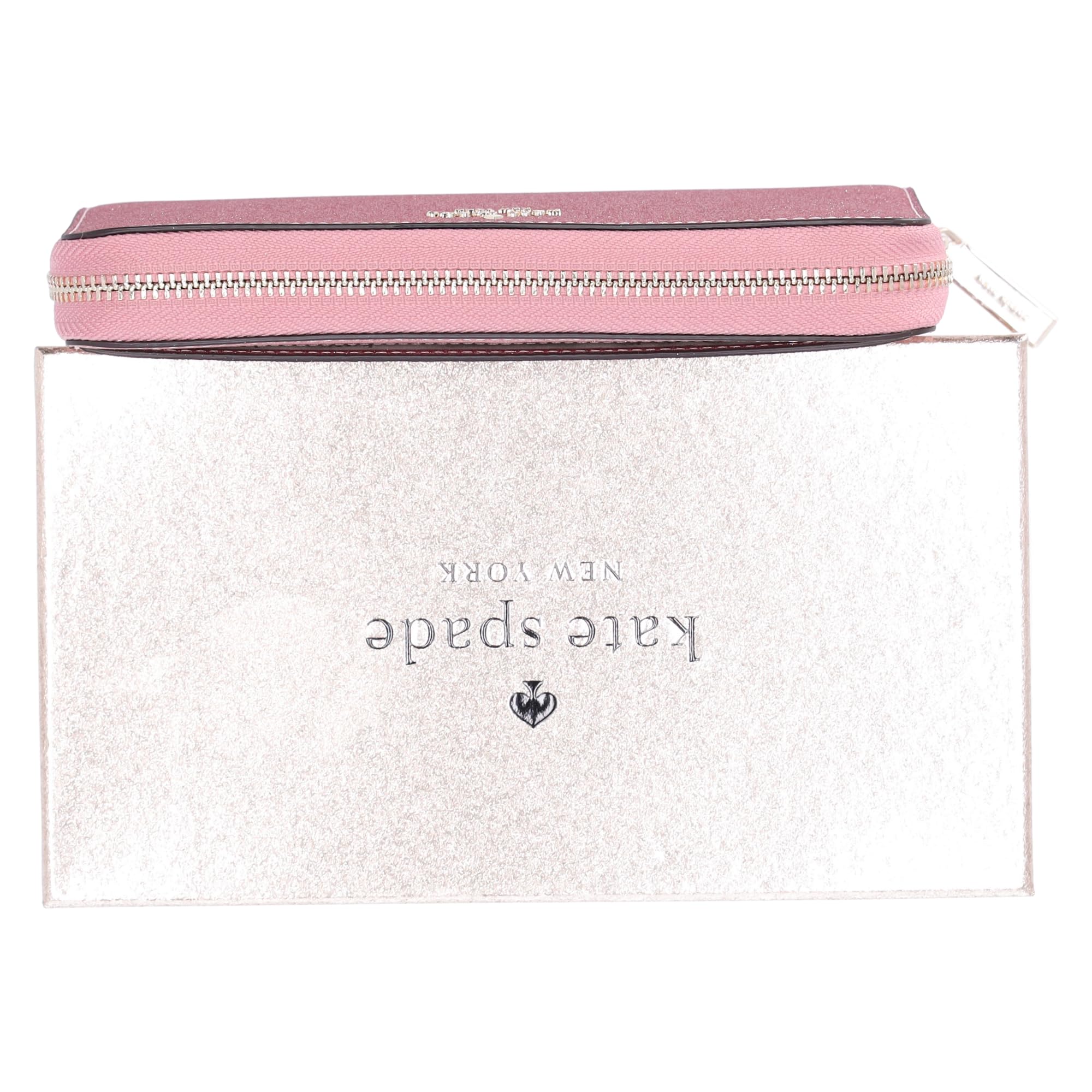 Kate Spade Shimmy Tinsel Glitter Boxed Large Continental Wallet Glitter (Mitten Pink)