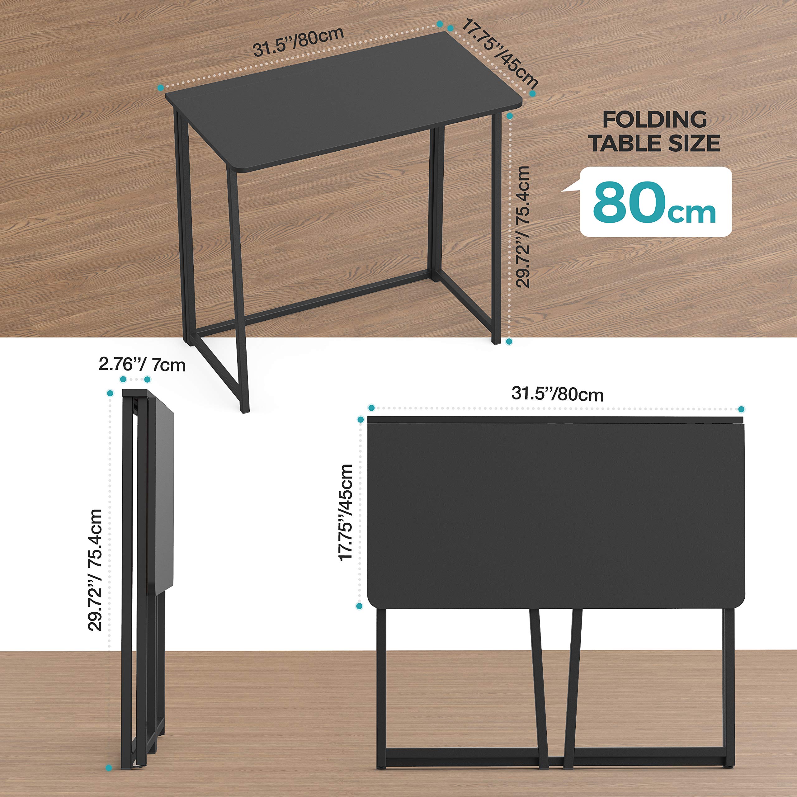 HC-RET Foldable Home Office Desk Folding Desk No-Assembly Small Computer Desk