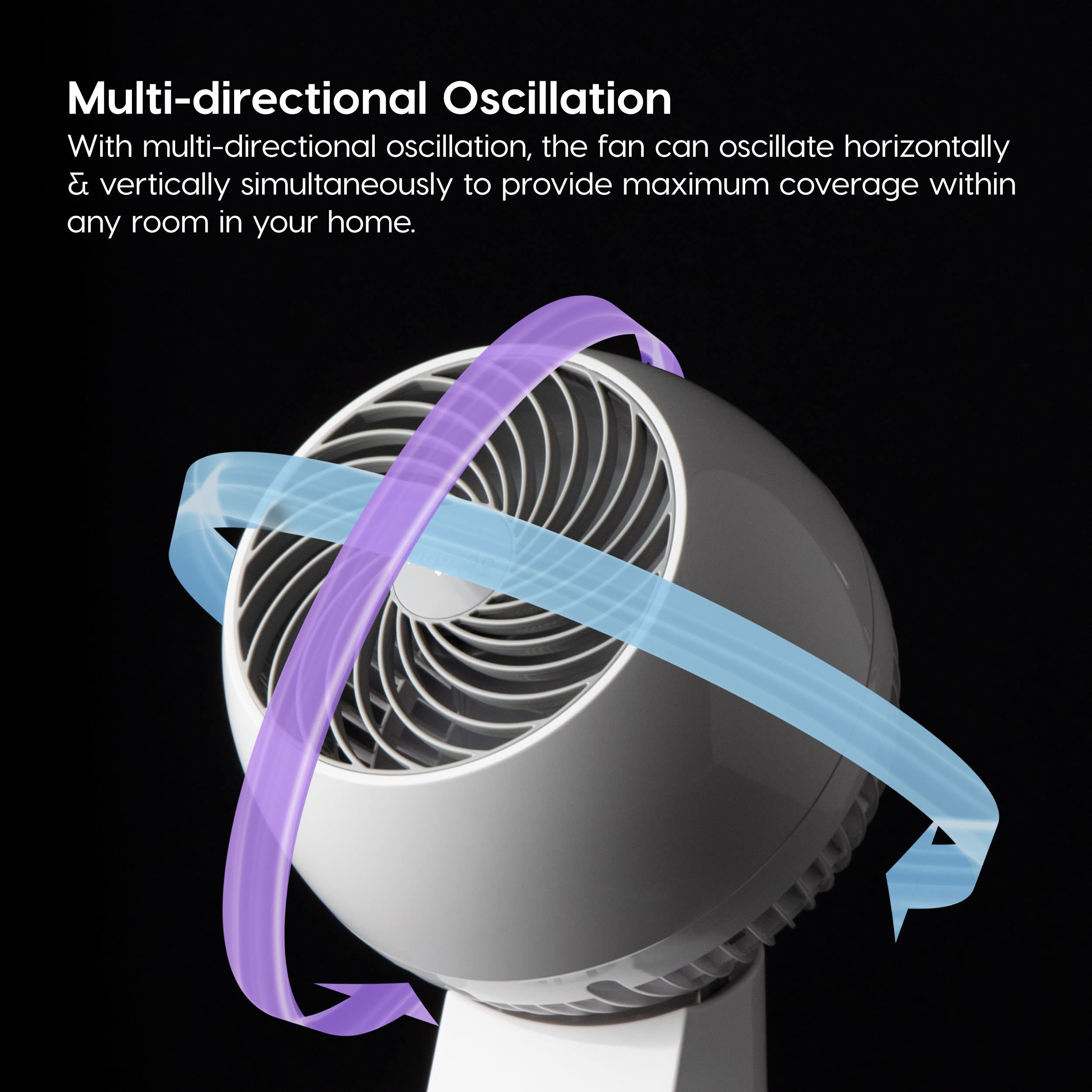 IRIS USA WOOZOO Oscillating Fan, Vortex Fan, Remote Equipped 7-in-1 Fan w/ Timer/ Multi Oscillation/ Air Circulator/ 3 Speed Settings, 74ft Max Air Distance, Large, Black