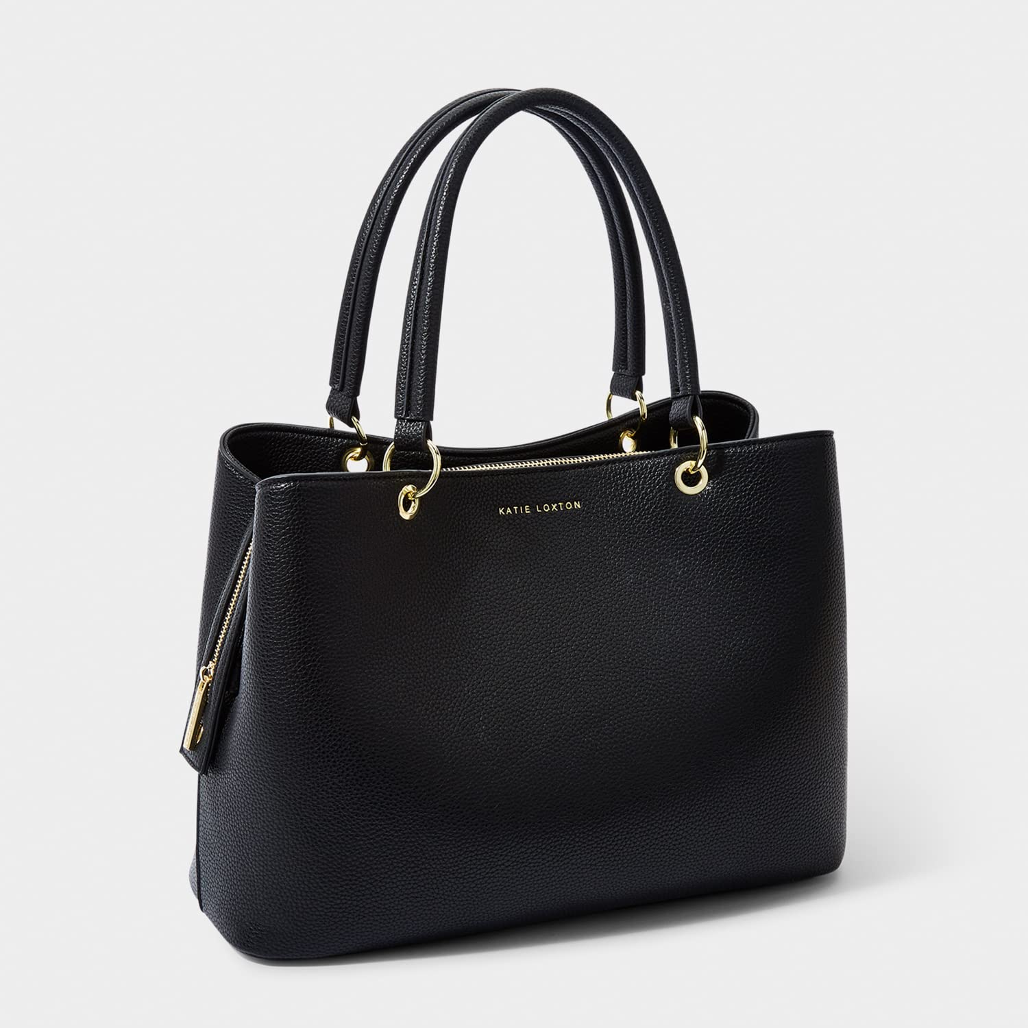 KATIE LOXTON Fia Womens Medium Vegan Leather Shoulder Handbag Purse Black