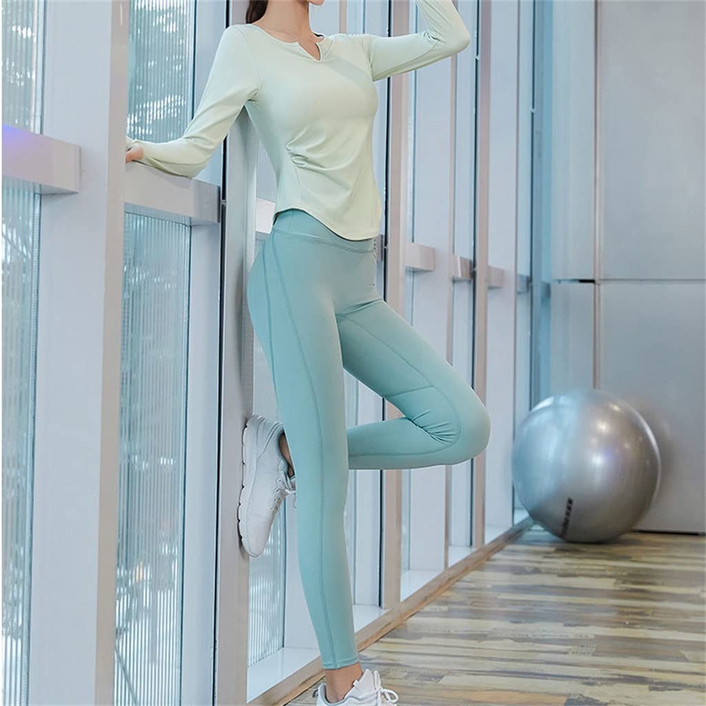 JYDBRT Women's Yoga Wear Set Pilates Long-Sleeved Tops Peach Buttocks Tight Pants Spring and Autumn Models (Color : D, Size : Large)