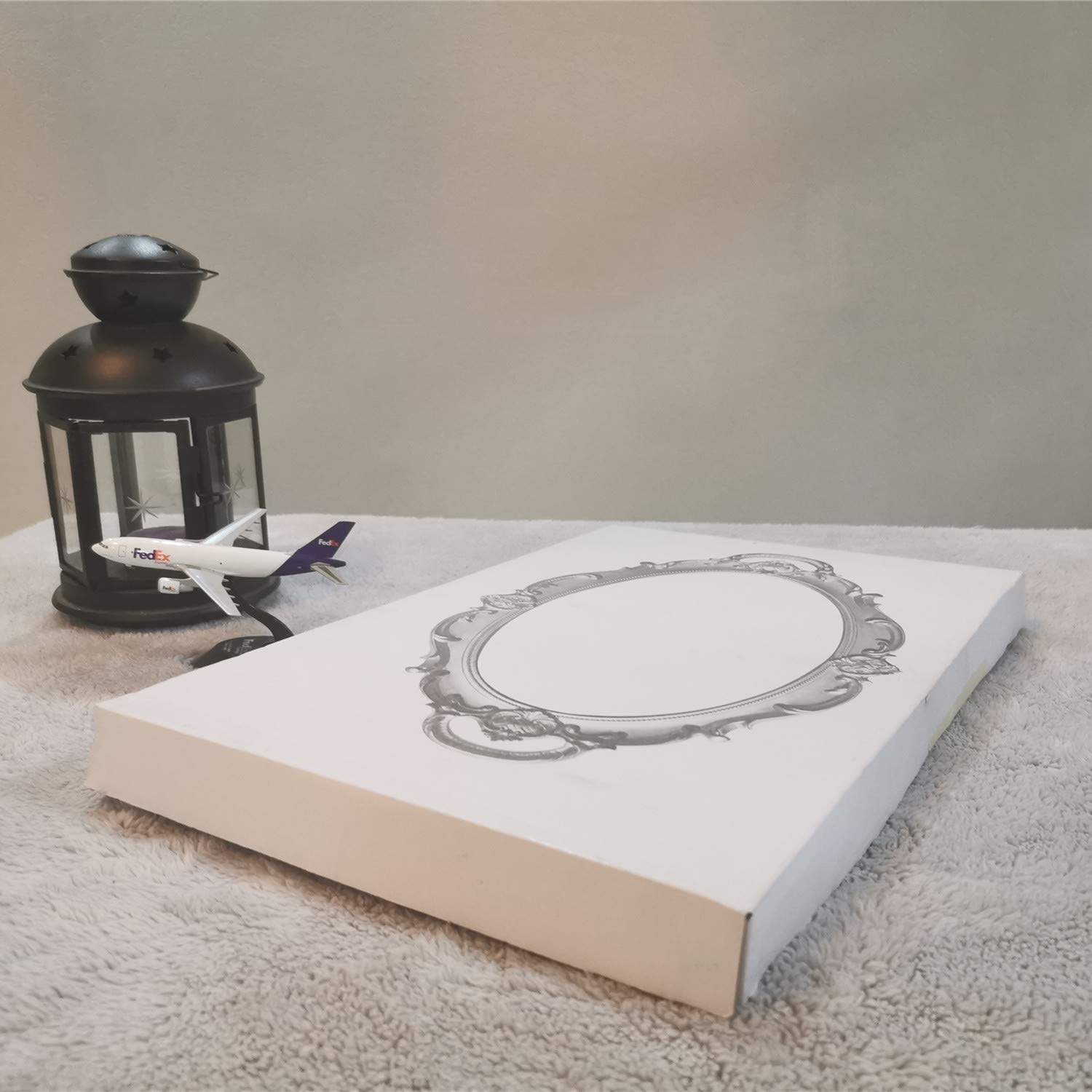 Ham Oval Floral Wall Mirror Tray, Dresser Organizer Tray, Decorative Perfume Mirror Tray, Serving Tray, 9.5’’ X 14.5’’, Silver