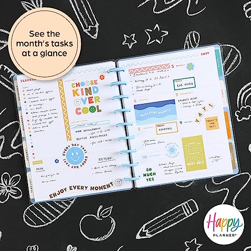 Happy Planner 12 Month Classic Academic Planner Sticker Pack Bundle – Super Happy - Classic Sized Planner (7” x 9.75”) July 2023 – Dec 2024 & 30 Sheet Sticker Book, 721 Stickers Total
