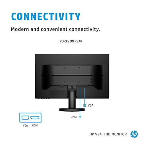 HP V24i FHD Monitor | 23.8-inch Diagonal Full HD Computer Monitor with IPS Panel and 3-Sided Micro Edge Design | Low Blue Light Screen with HDMI and VGA Ports | (9RV15AA#ABA) (Renewed)
