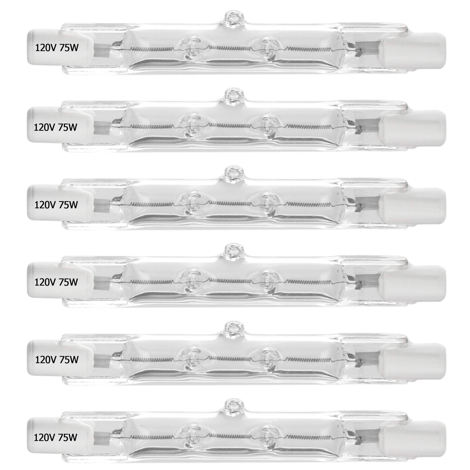 haraqi 6 Pack Halogen Light Bulb R7S Base J Type 78mm Double Ended Floodlight Bulb 120 Volts 150 Watt T3 for Work, Security, Landscape Lights and Floor Lamps