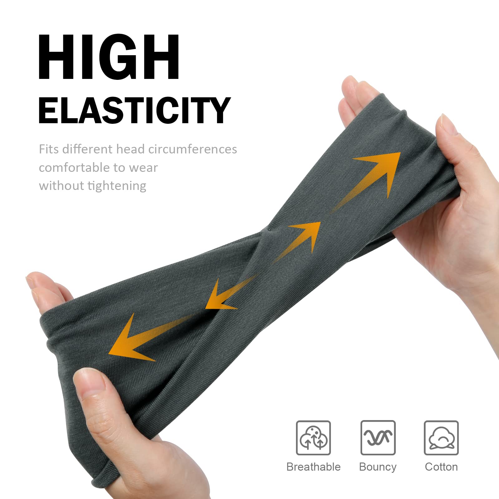 Huachi Twisted Headbands for Women's Hair Non Slip Wide Boho Bandana Head Bands Cute Elastic Workout Hair Accessories, 6 Pack