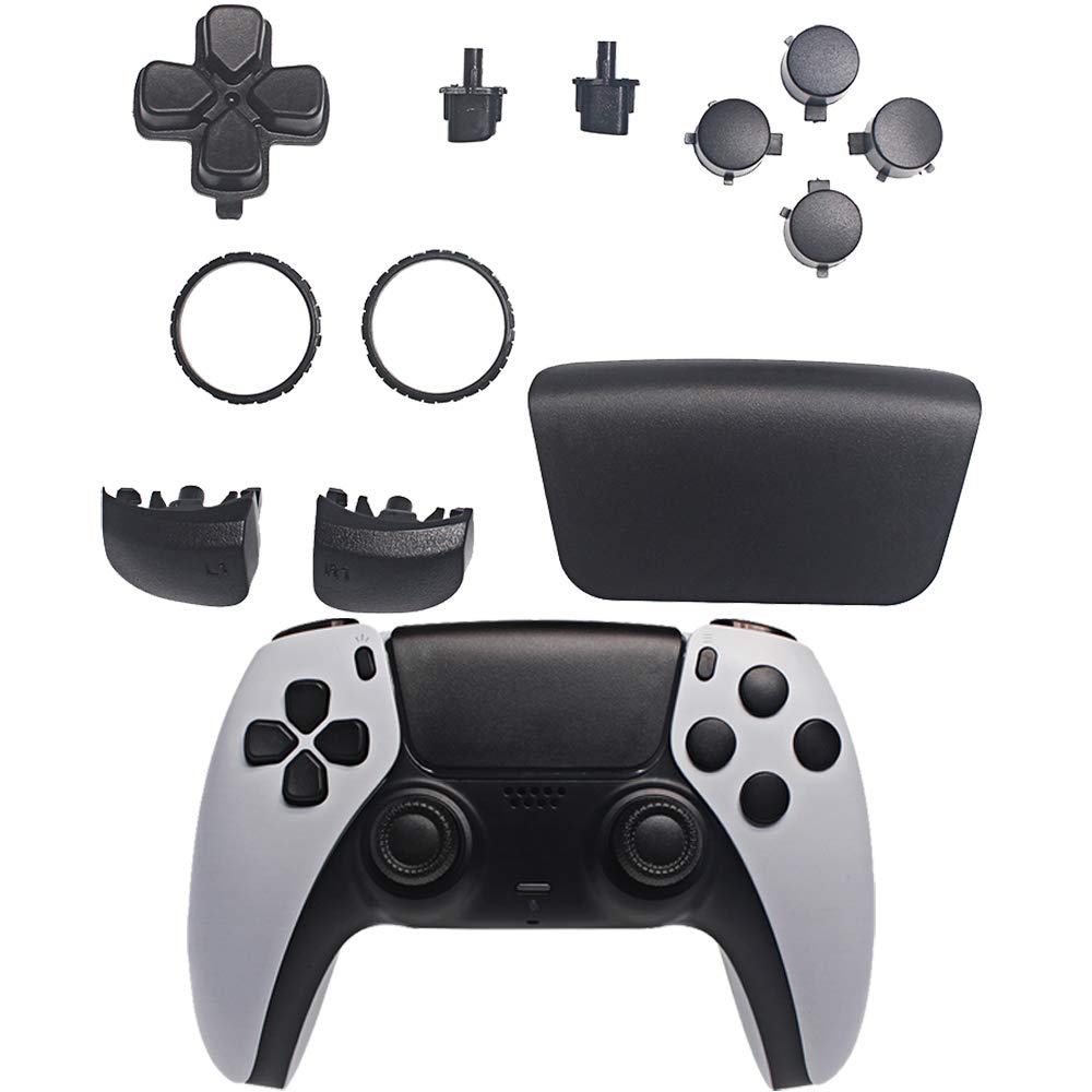 GOTRUTH Replacement Repair Kits for PS5, D-pad + Touchpad Share Options + R1 L1 Trigger + ABXY Bullet Button, Full Set Buttons for Playstation 5 DualSense Controller (Black)