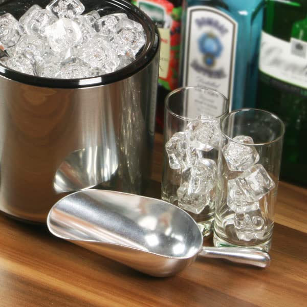 Ice Cube Scoop Cast Aluminum Shovel Scoops Kitchen Utility Scoops Set Contoured Handle, Ice Scooper for Ice Maker Freezer Coffee Bean Food Candy Flour Popcorn Rust Free 12 oz