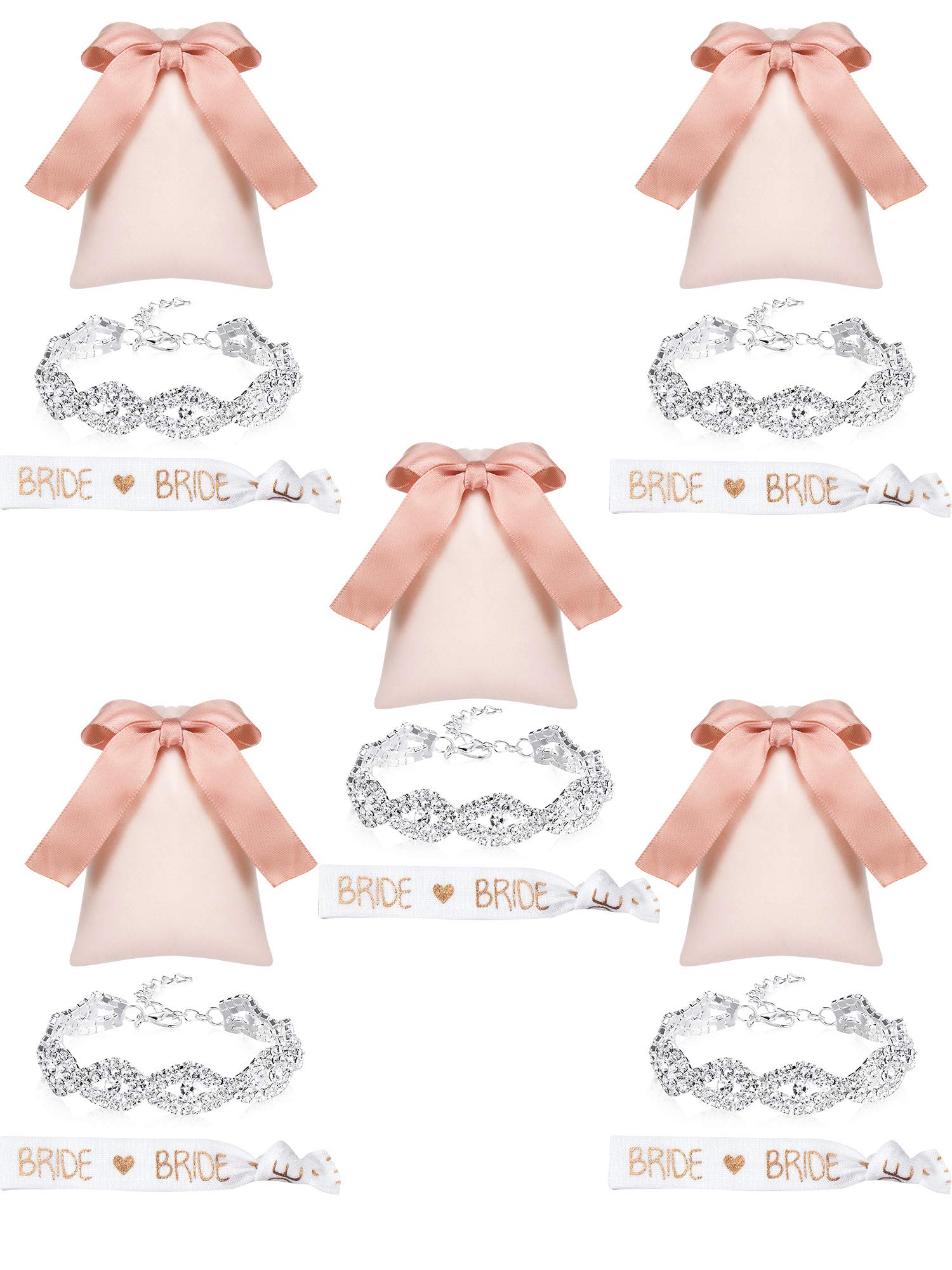 Hicarer 5 Pieces Bridesmaid Bracelets with Bride Hair Tie for Friend Wedding Gift