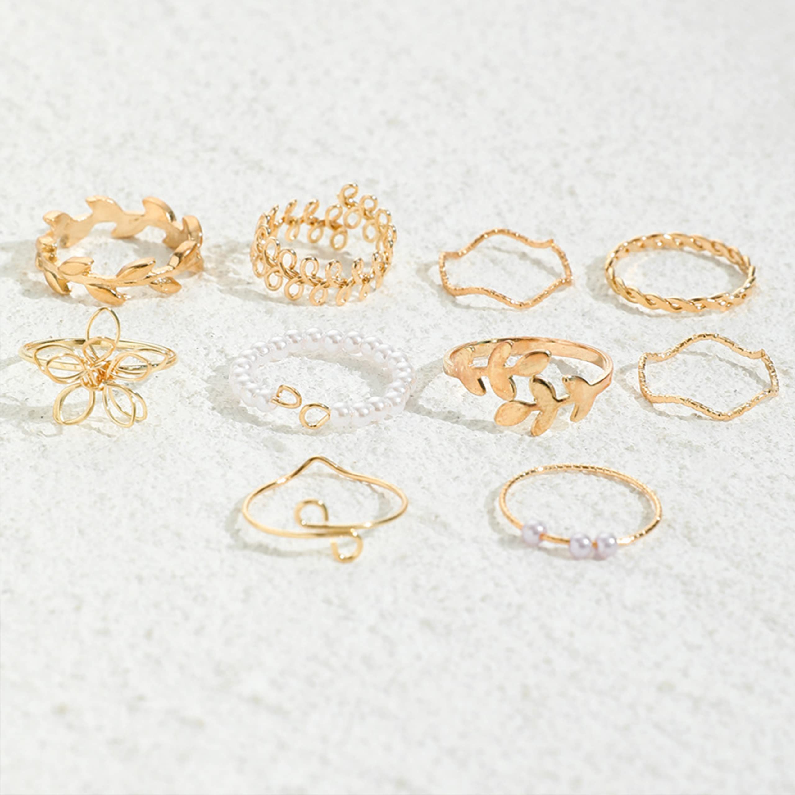 HUASAI Gold Stackable Rings for Women Non Tarnish Cute Rings for Teens Trendy Stuff Boho Moon Star Butterfly Rings Stacking Knuckle Finger Rings Set Jewelry Gifts