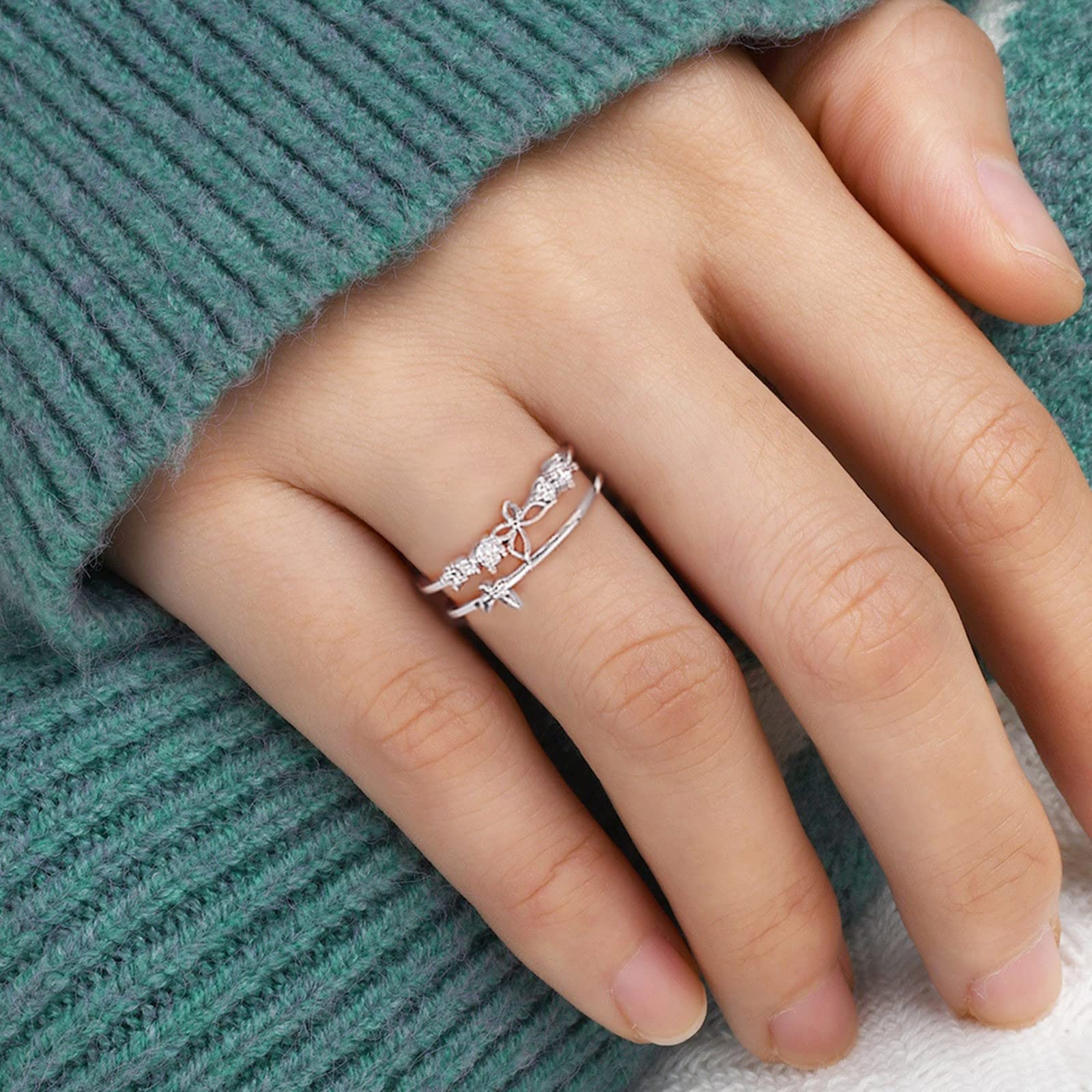 JPOQW To My Daughter Butterfly Ring Rhinestone Minimalist Anxiety Gift For Her Back School (Silver, One Size) 12 grams