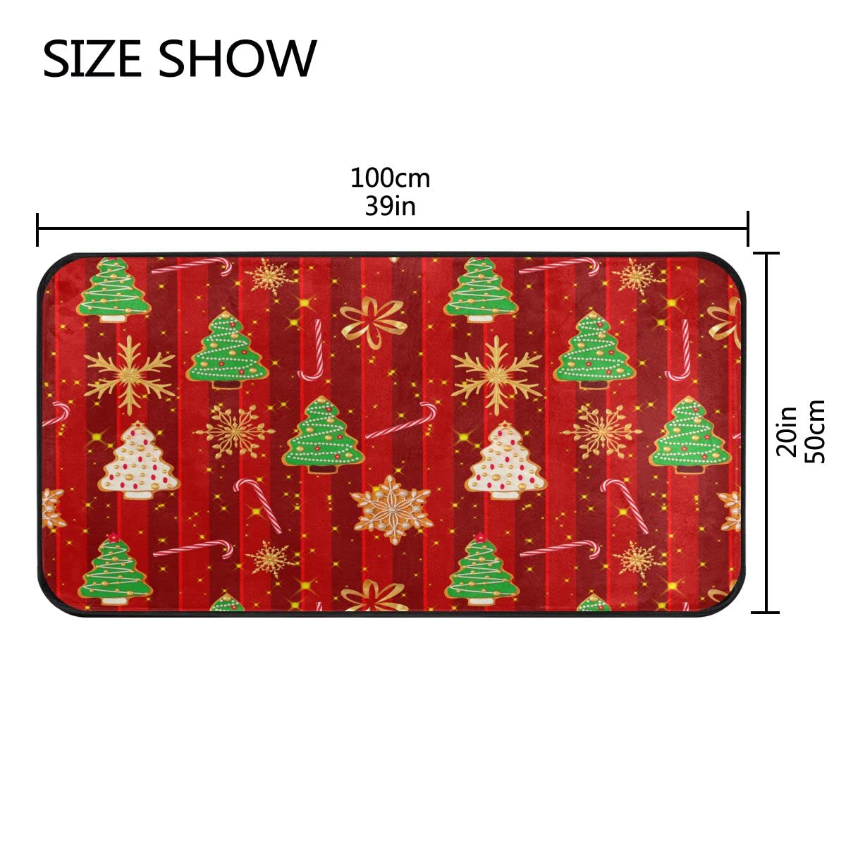 Kitchen Rugs Christmas Snowflakes Golden Tree Design Non-Slip Soft Kitchen Mats Bath Rug Runner Doormats Carpet for Home Decor, 39" X 20"