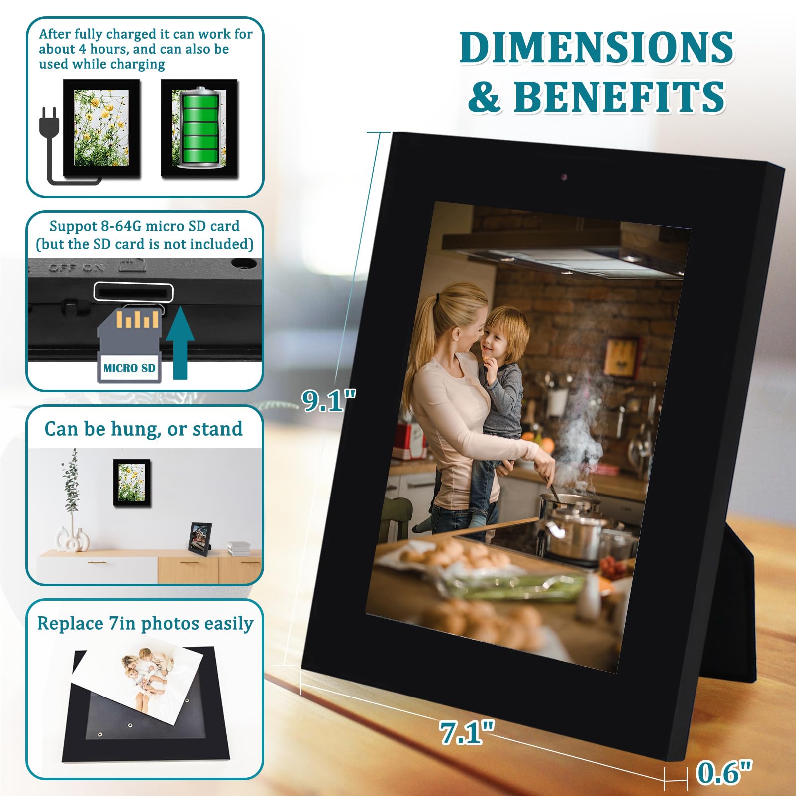 Hidden Camera Photo Frame, 1080P Spy Camera with WiFi Real-Time, Motion Detection Video Picture Frame Camera, Nanny Cam Mini Camera for Office Home Security