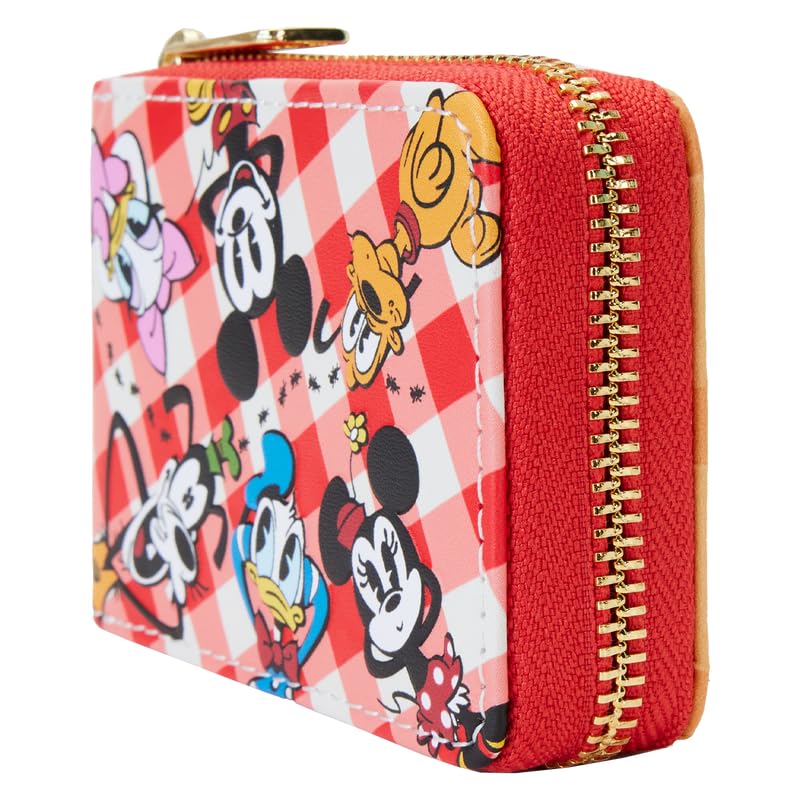 Loungefly Disney Mickey and Friends Picnic Basket Accordion Zip Around Wallet, Black